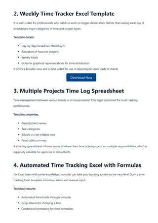 Excel Time Tracking: 4 Templates, Pros and Cons & Tools | PDF