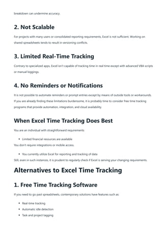 Excel Time Tracking: 4 Templates, Pros and Cons & Tools | PDF