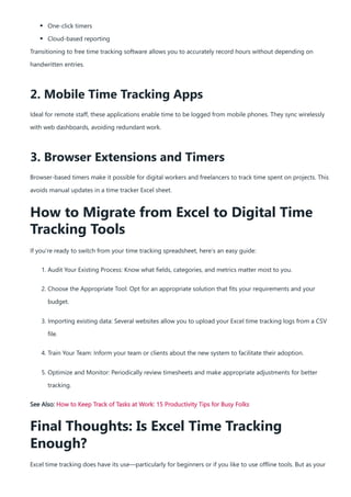 Excel Time Tracking: 4 Templates, Pros and Cons & Tools | PDF