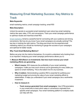Measuring Email Marketing Success: Key Metrics to Track | PDF