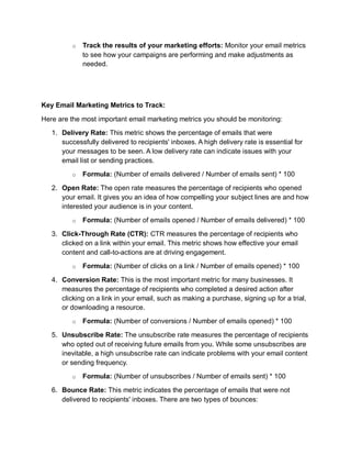 Measuring Email Marketing Success: Key Metrics to Track | PDF