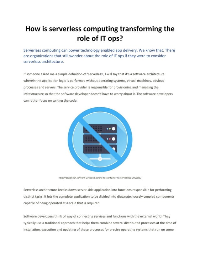 How is Serverless Computing transforming the role of IT ops? | PDF
