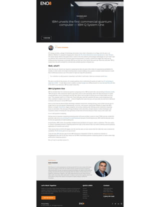 IBM unveils the first commercial quantum computer — IBM Q System One | PDF