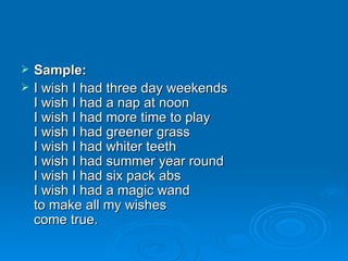 Blog i wish poems powerpoint grade 7 | PPT