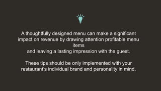 8 Tips for Effective Menu Design | PDF