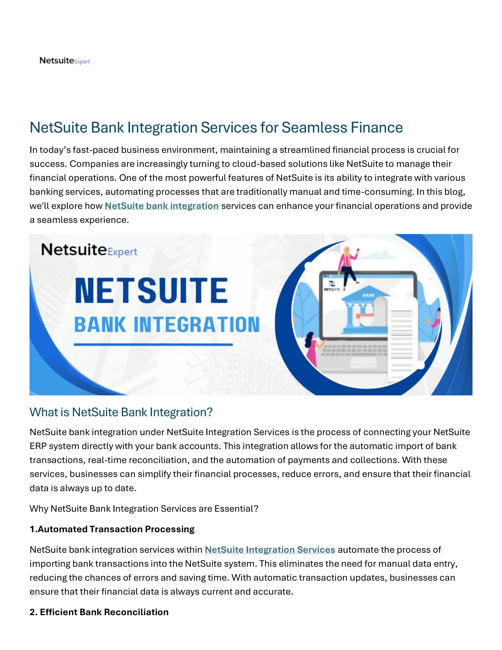 Streamline Finance with NetSuite Bank Integration Services | PDF