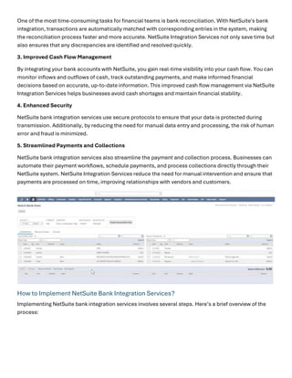 Streamline Finance with NetSuite Bank Integration Services | PDF