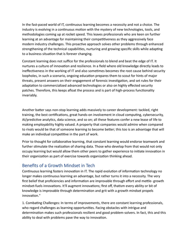Thriving in Tech: How Constant Learning Fuels Innovation in IT | PDF | IT and Internet Support ...