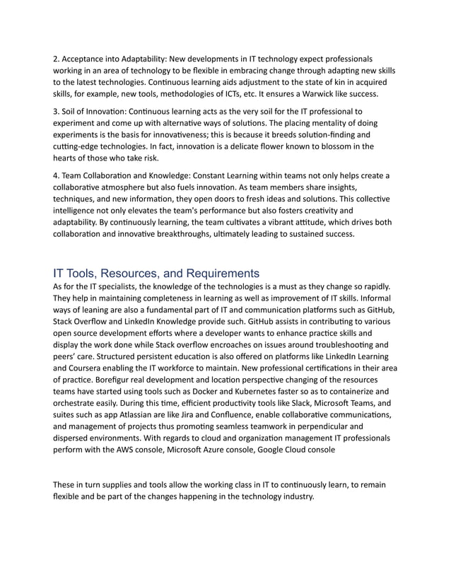 Thriving in Tech: How Constant Learning Fuels Innovation in IT | PDF | IT and Internet Support ...