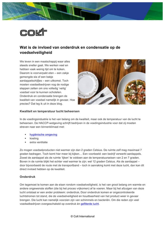Wat is de invloed van onderdruk en condensatie op de voedselveiligheid ...