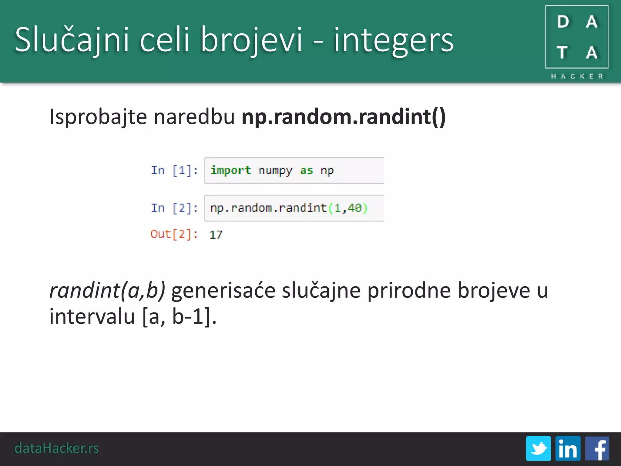 Slučajni brojevi u Pythonu #004 | PPTX