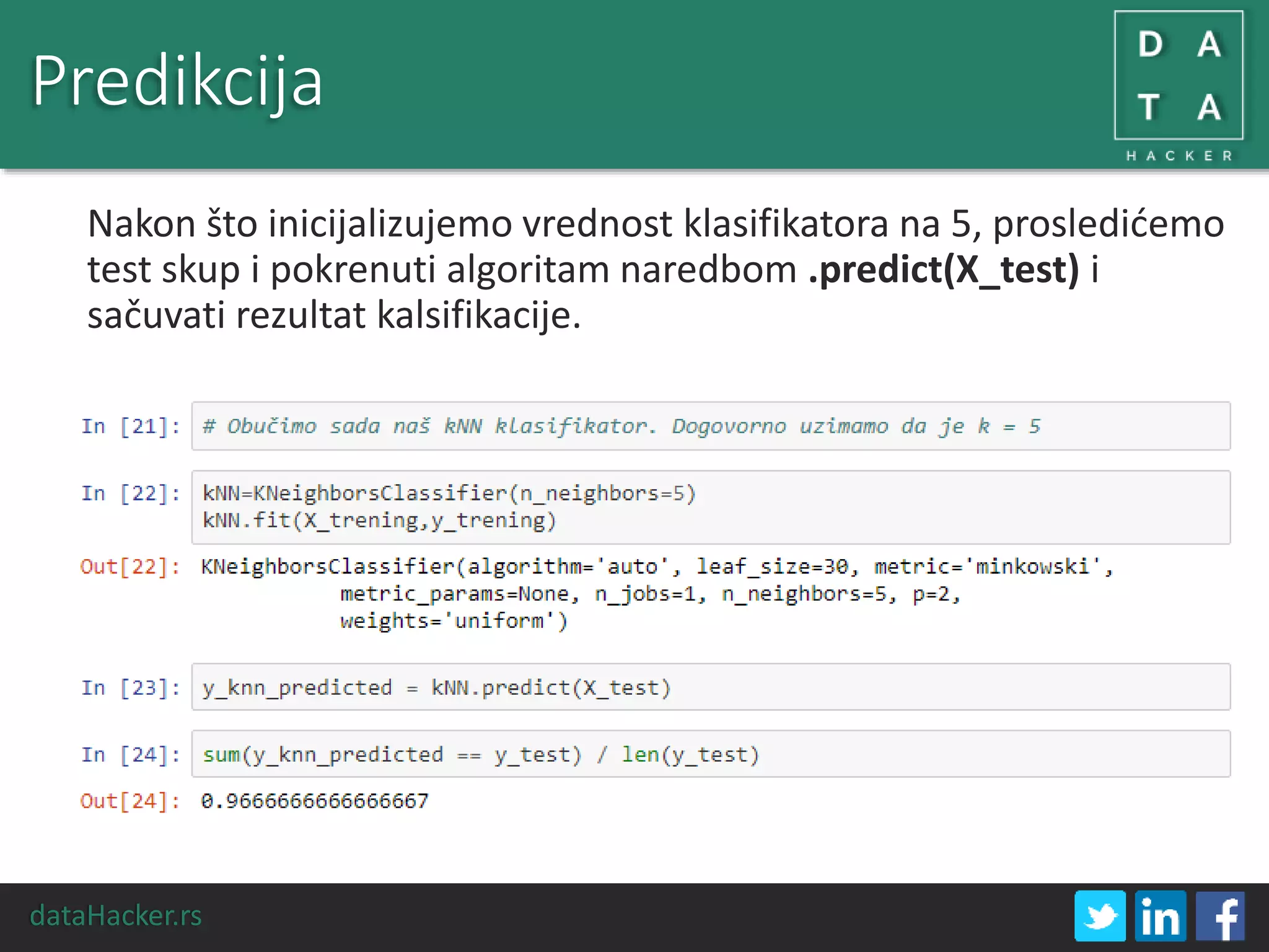 kNN algorithm za Iris dataset | PPTX