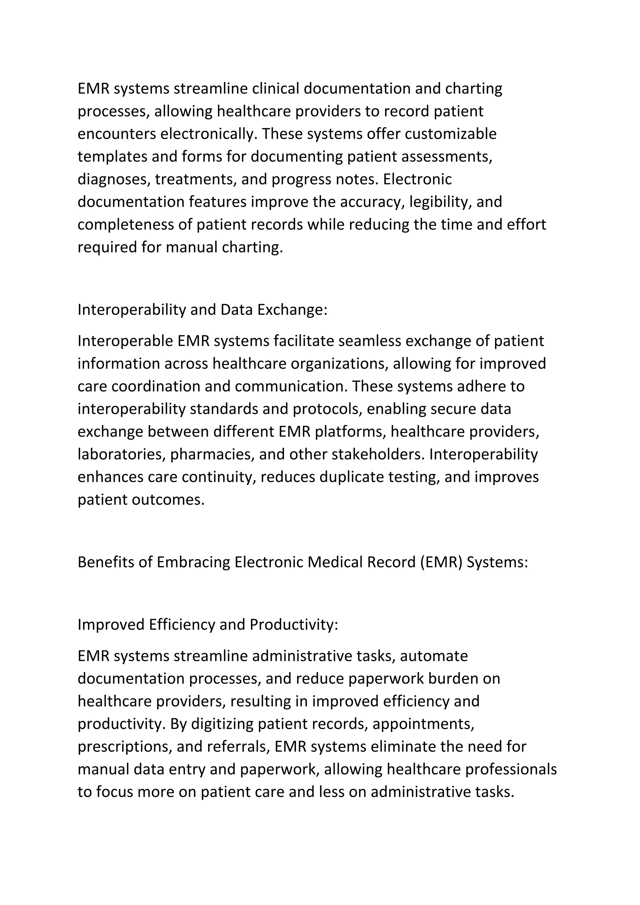 Innovating Healthcare Delivery: Embracing Electronic Medical Record (EMR) Systems | DOCX