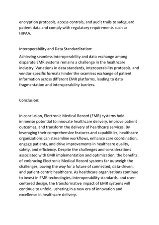 Innovating Healthcare Delivery: Embracing Electronic Medical Record ...