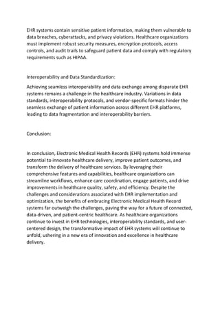 Innovating Healthcare Delivery: Embracing Electronic Medical Health ...
