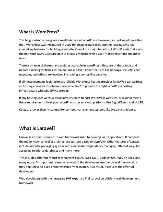 Laravel Vs Wordpress Which One Is Ideal To Use Pdf