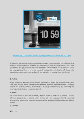 Blog #01 - Mastering Command Words in Assignments: A Guide for Success ...