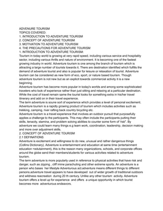 Adventure tourism in travel and tourism.. | PDF