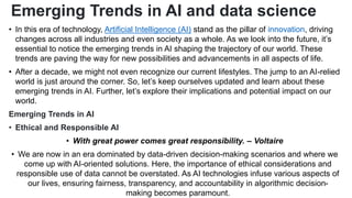 Emerging Trends in AI and data science IN KRCT | PPTX | Internet | Computing