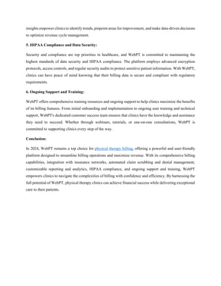 Navigating Physical Therapy Billing: The Best of WebPT in 2024 | PDF