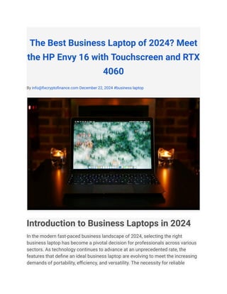 HP Envy 16 Review: Best Business Laptop of 2024 with Touchscreen & RTX 4060 | PDF