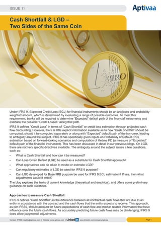 Cash Shortfall & LGD - Two Sides of the Same Coin | PDF