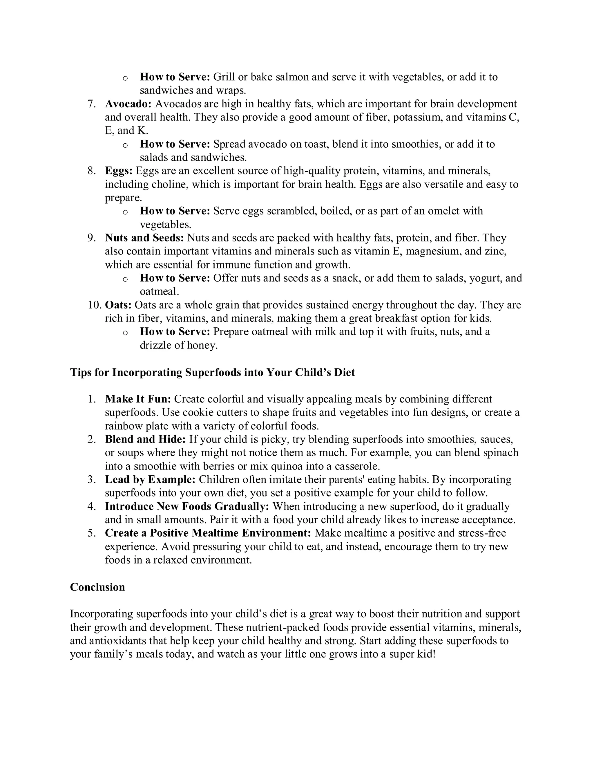 Superfoods for Super Kids: Boosting Nutrition During Childhood | PDF