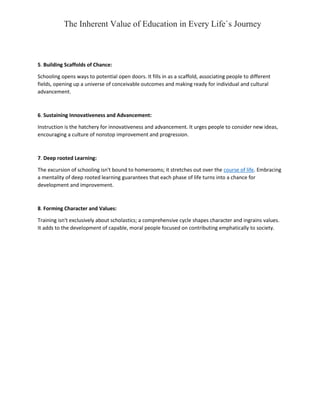 The Inherent Value of Education in Every Life`s Journey | PDF