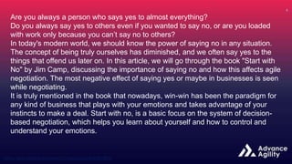 Need For Saying No in Agile Negotiation | PPT