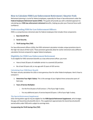 How to Calculate FERS Law Enforcement Retirement | Smarter Feds | DOCX | Retirement Planning ...