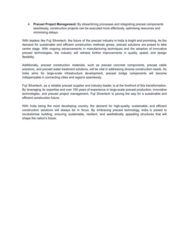 Fuji Silvertech Precast: Now and Forever! | PDF