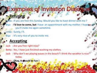 speaking -the expressions of accepting and declining an invitation | PPTX