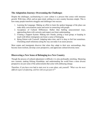 Challenges and Triumphs of Adapting to a New Culture in a Foreign Land ...