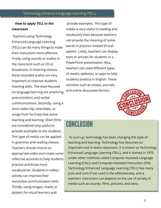 Technology Enhance Language Learning (TELL) | PDF