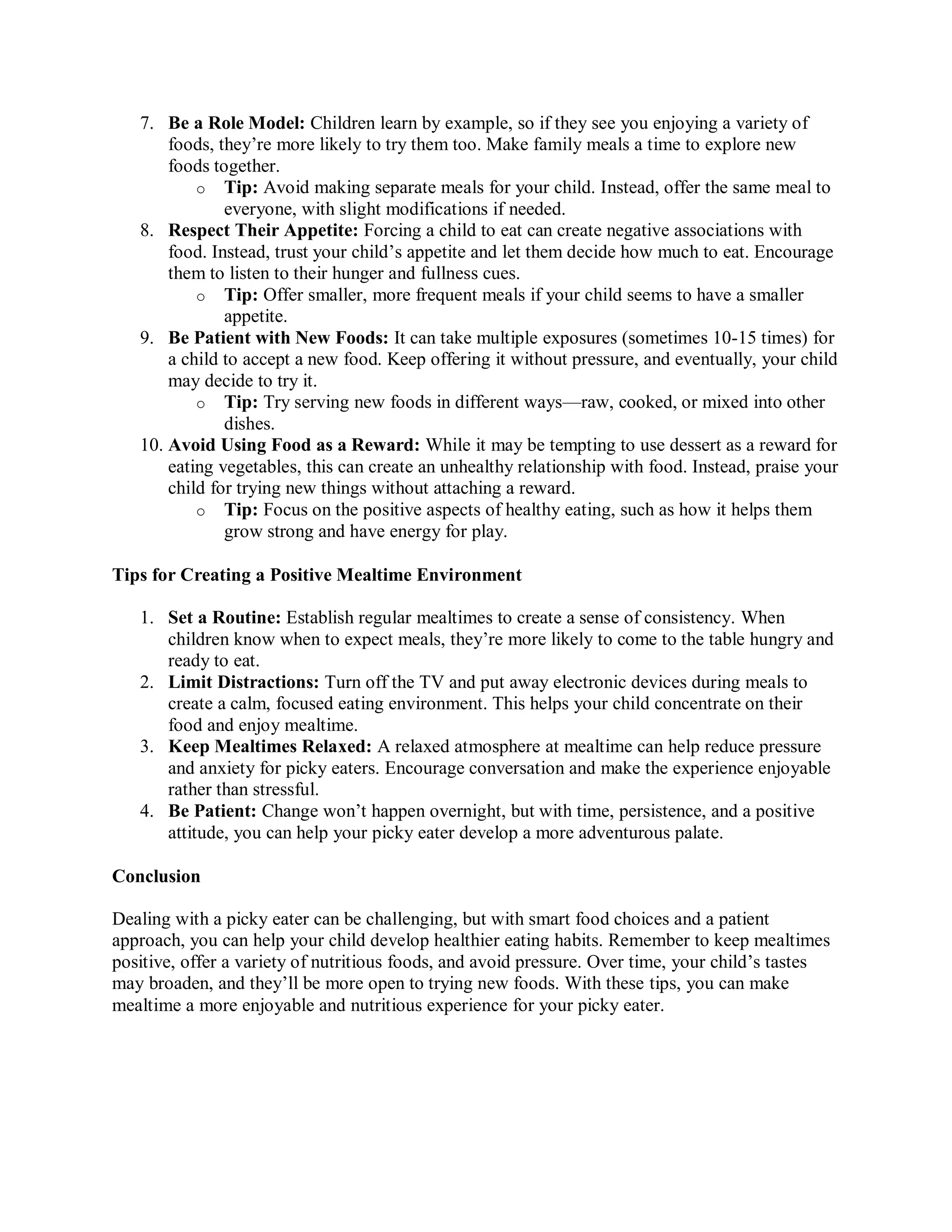 Smart Food Choices for Picky Eaters: Tips for Parents | PDF