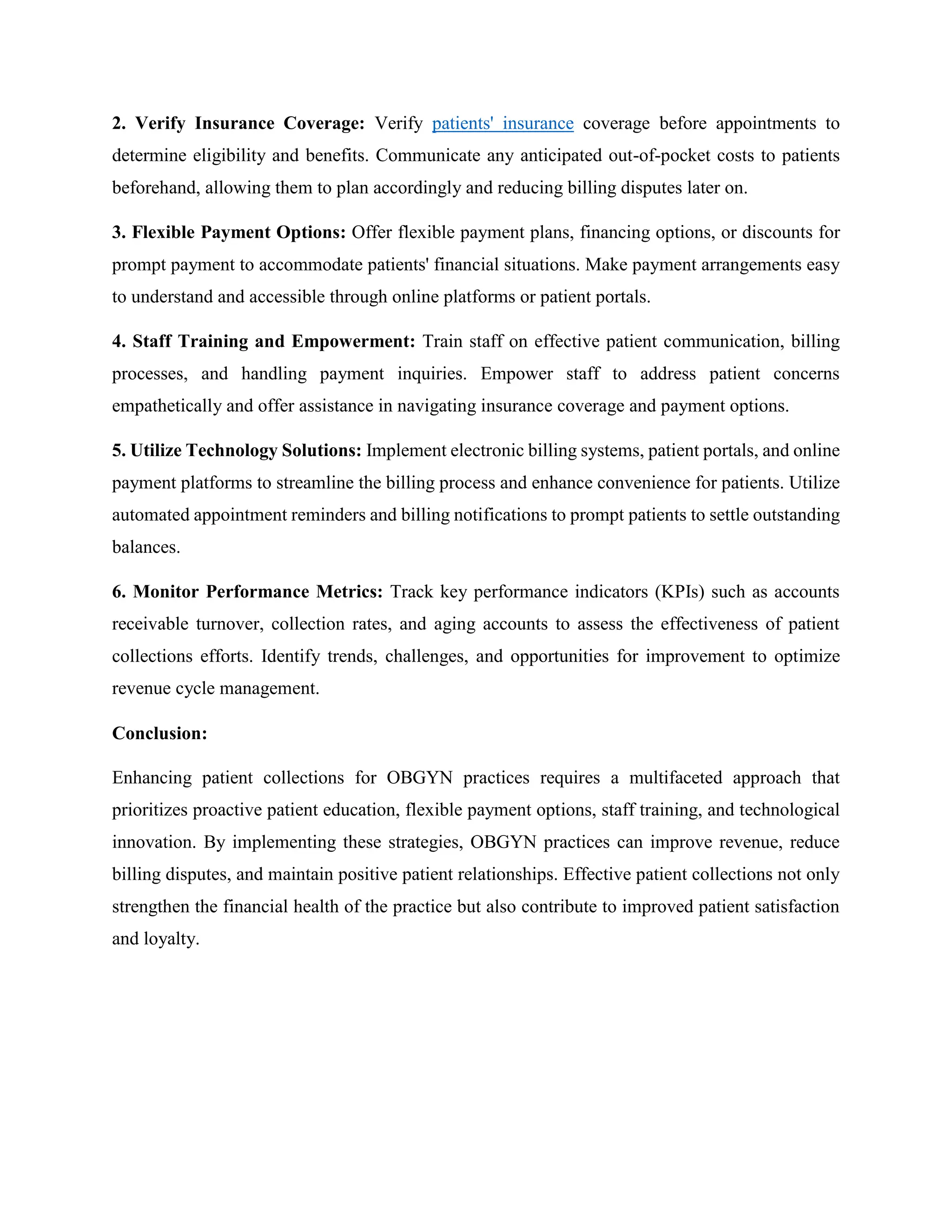 Enhancing Patient Collections for OBGYN Practices | PDF