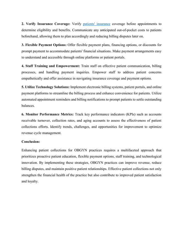Enhancing Patient Collections for OBGYN Practices | PDF