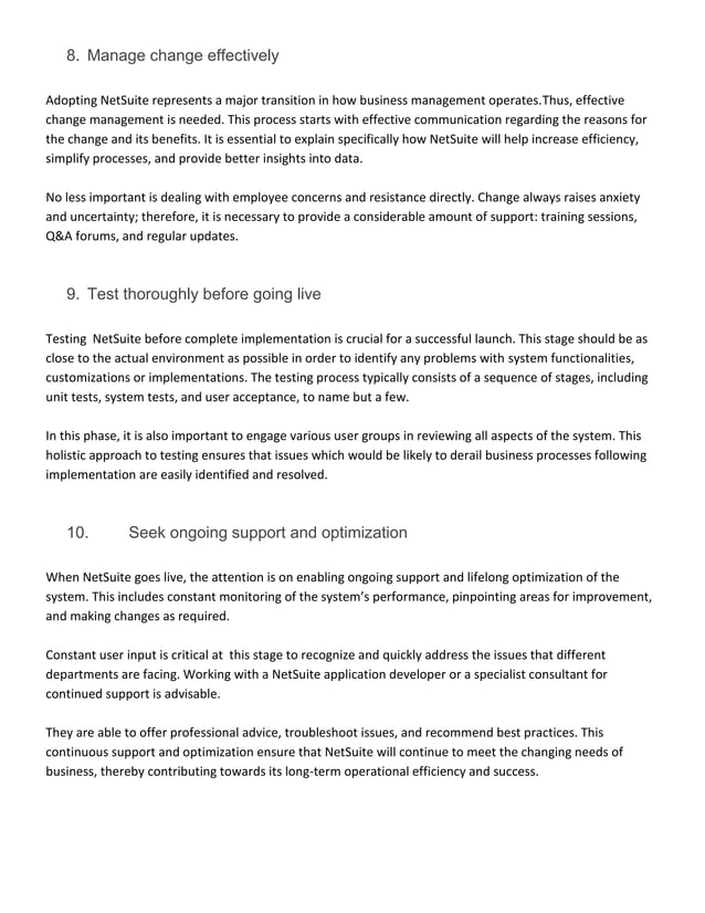 The Top 10 Tips for a Successful NetSuite Implementation | DOCX