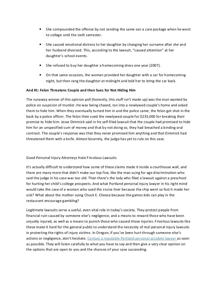 Great Examples of Frivolous Lawsuits