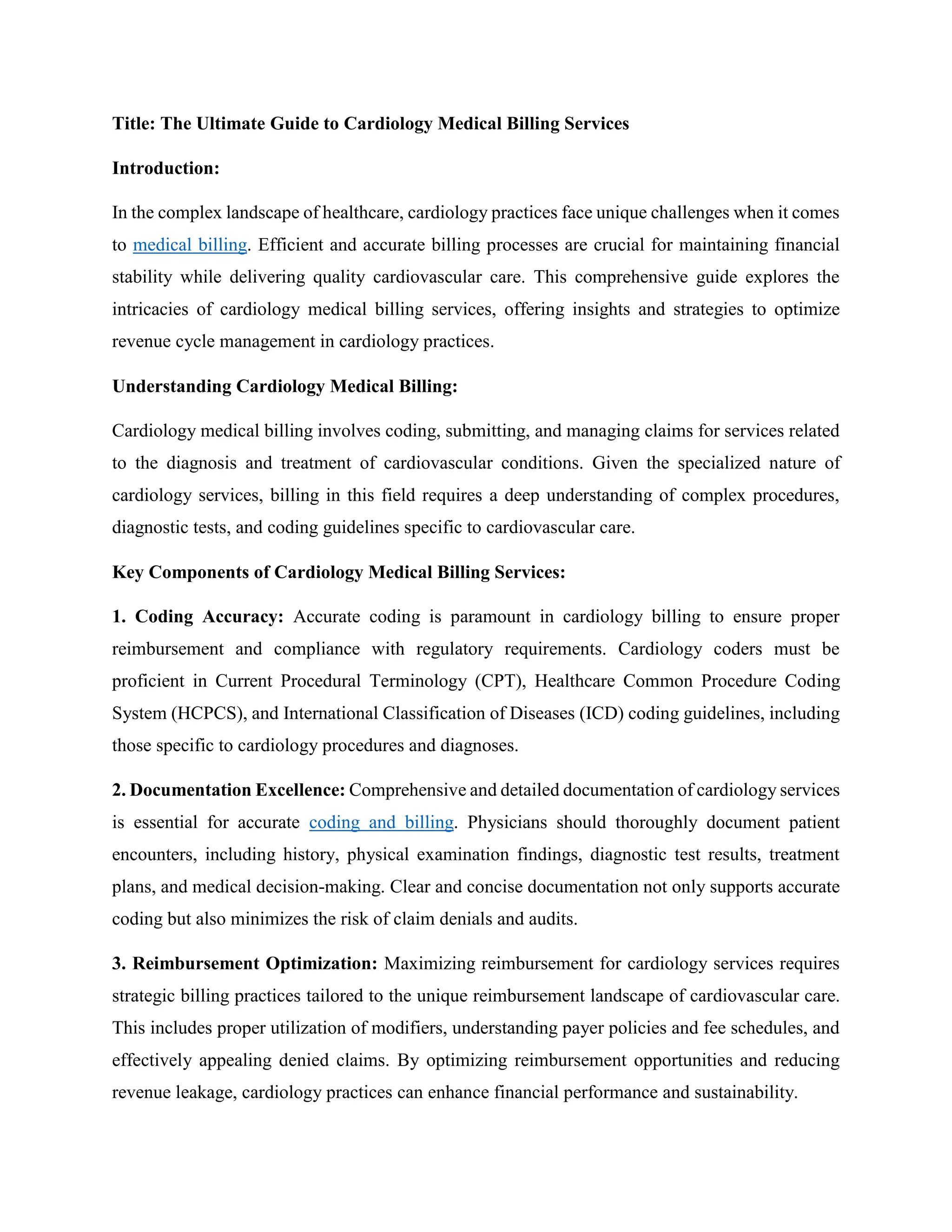 The Ultimate Guide to Cardiology Medical Billing Services | PDF
