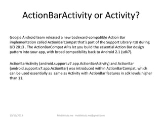 ActionBarCompat Tutorial-Part 1(Prepare and Setup) | PPT