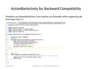 ActionBarCompat Tutorial-Part 1(Prepare and Setup) | PPT