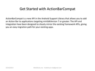 ActionBarCompat Tutorial-Part 1(Prepare and Setup) | PPT
