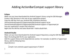 ActionBarCompat Tutorial-Part 1(Prepare and Setup) | PPT