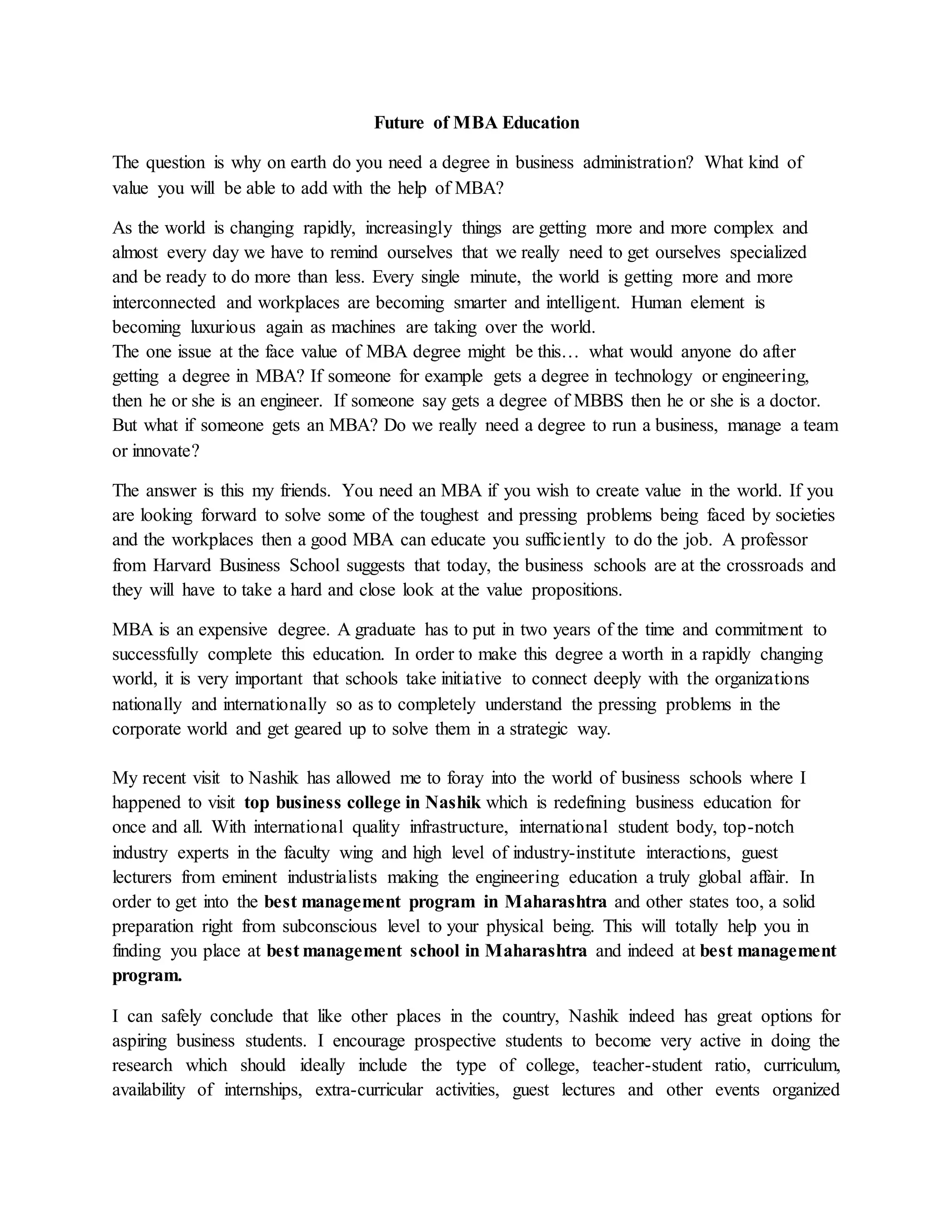 Future of MBA Education | PDF