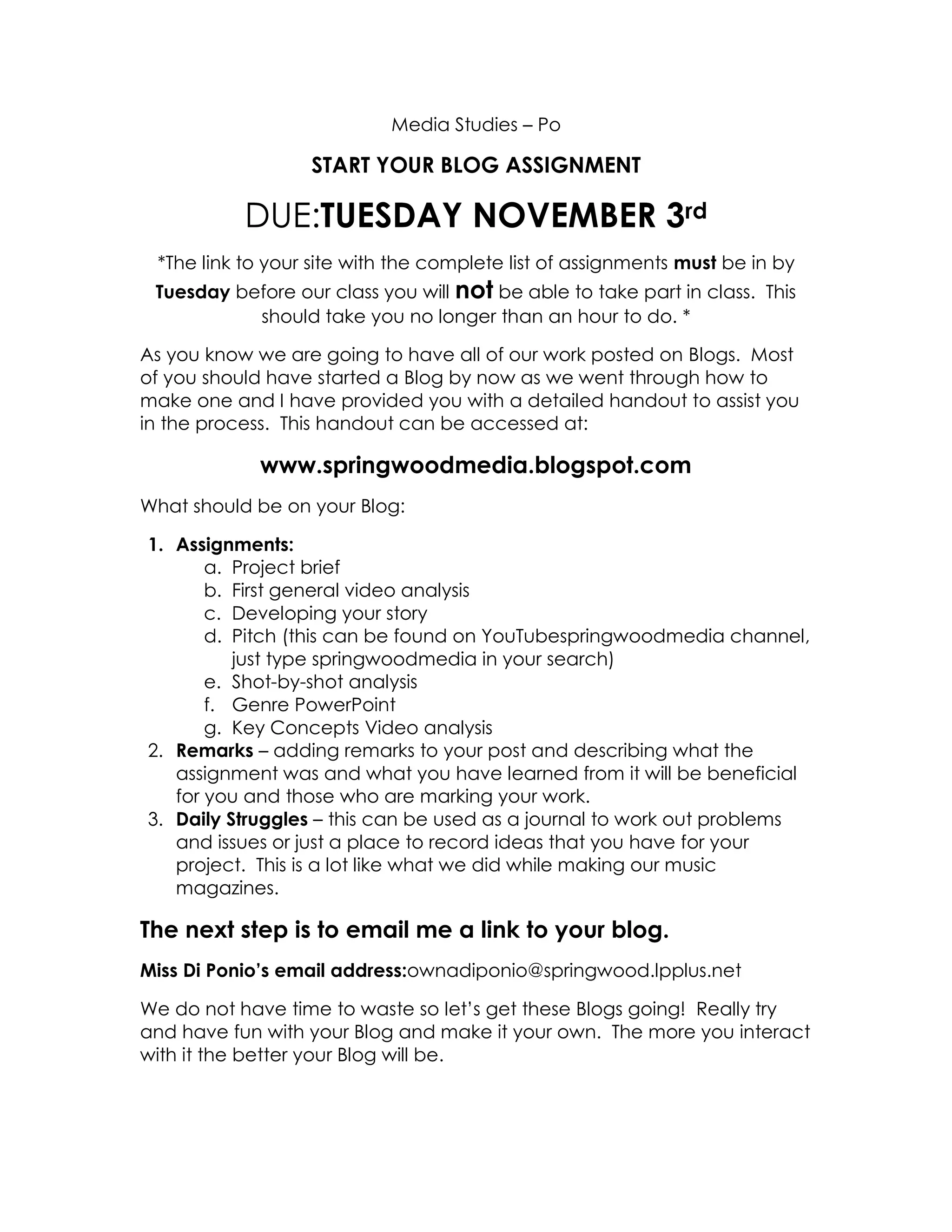 Blog Assignment | DOCX