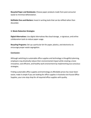 A Guide to Sustainable Office Technology and Supplies | PDF