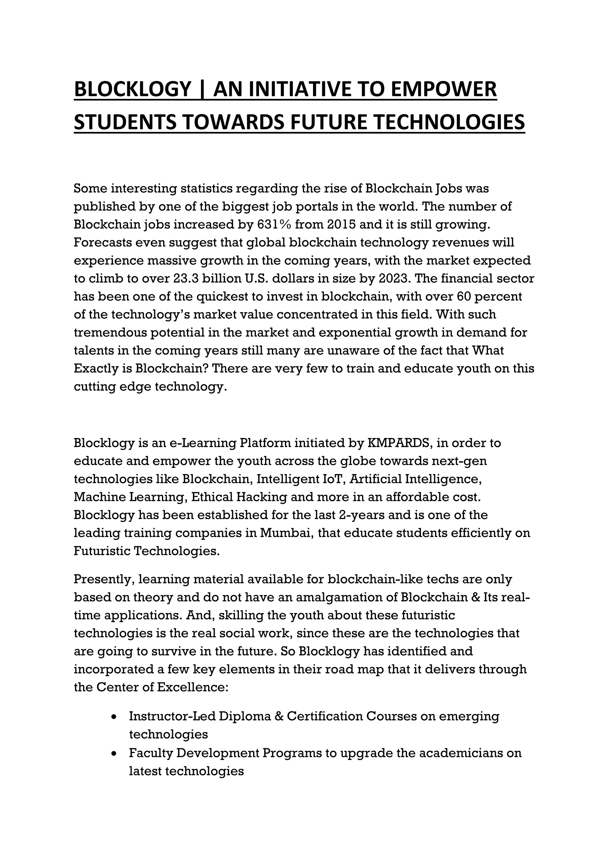 Blockology the learning Future | PDF