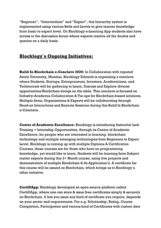 BLOCKLOGY | AN INITIATIVE TO EMPOWER STUDENTS TOWARDS FUTURE ...