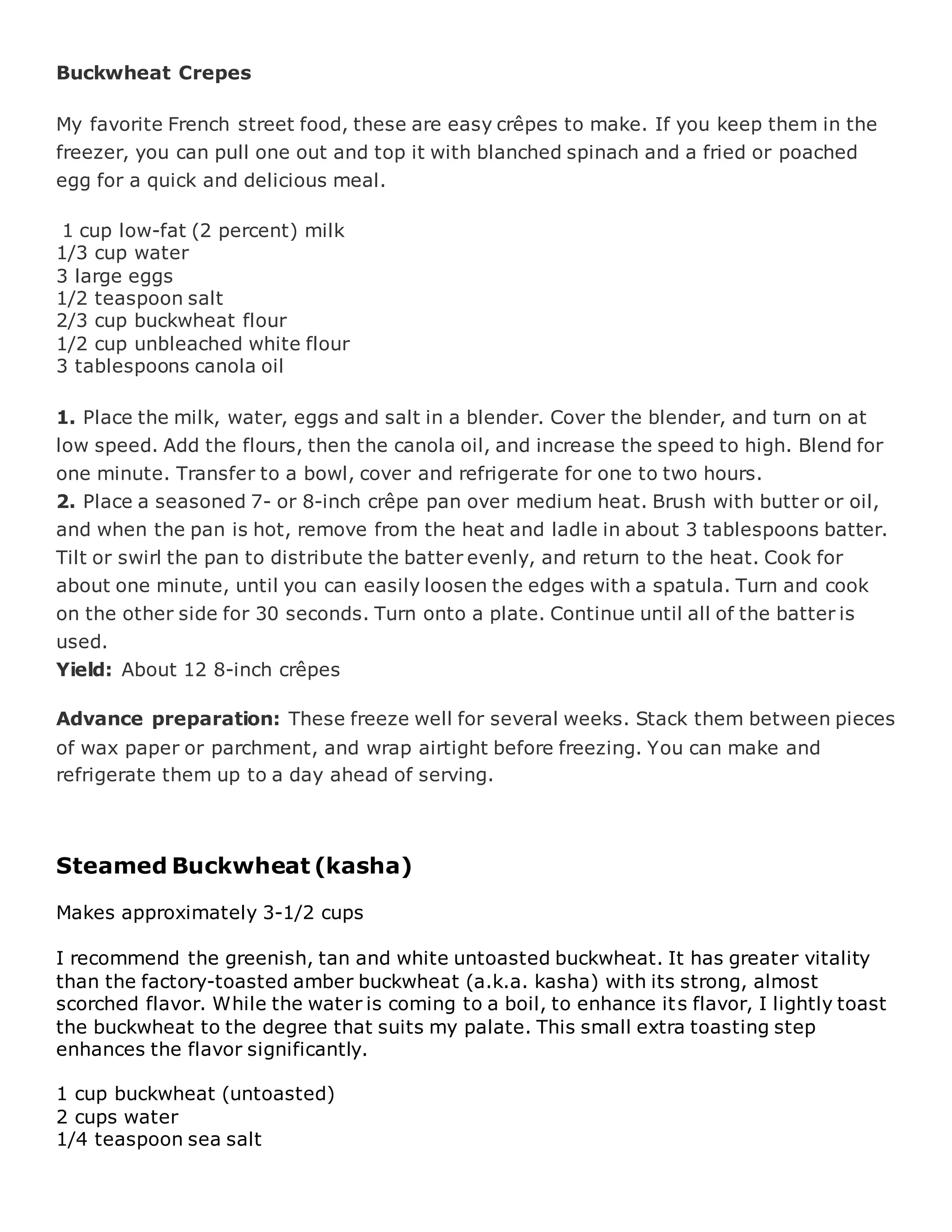 Cooking With Buckwheat | DOCX